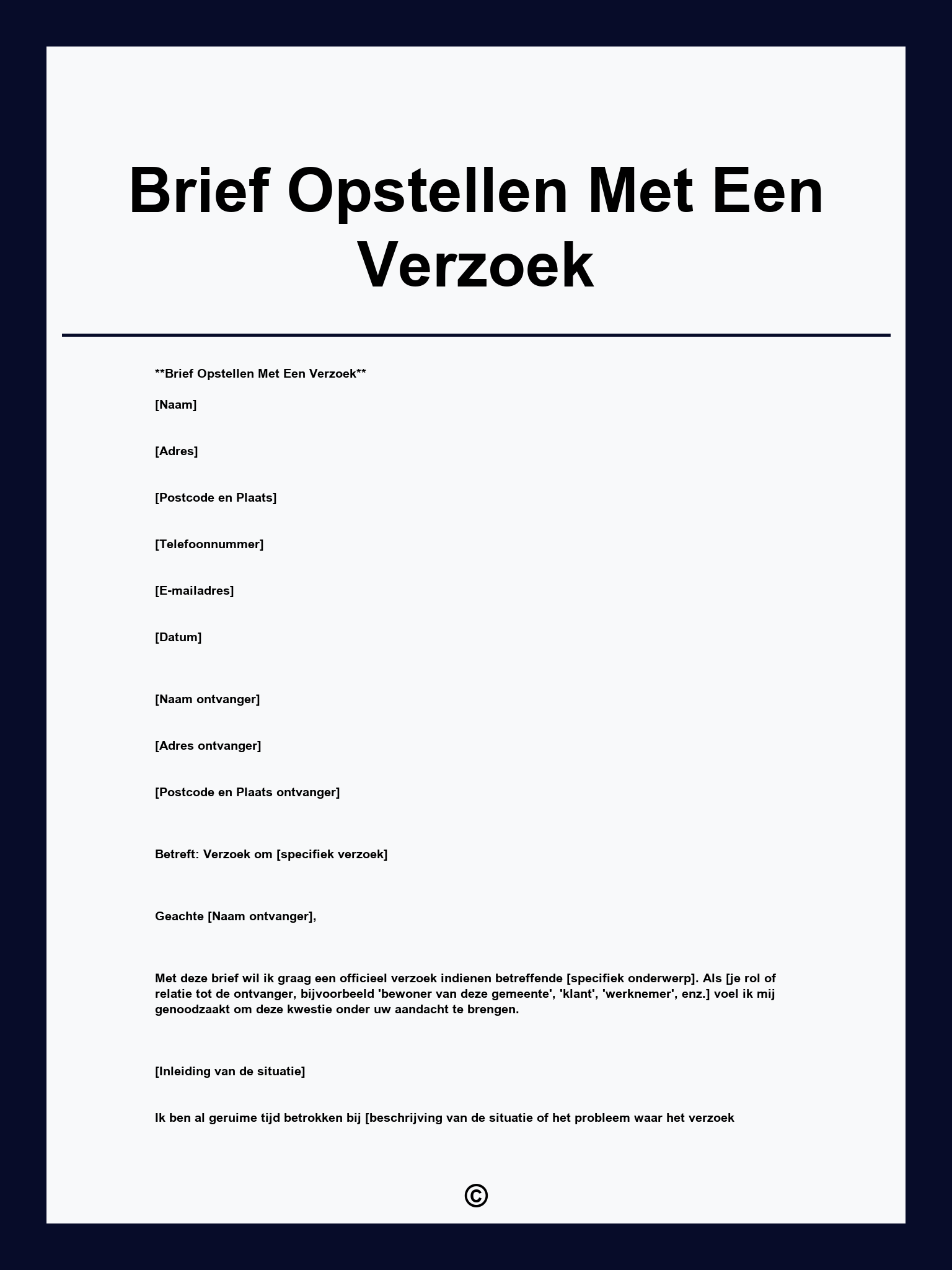 Brief Opstellen Met Een Verzoek - Voorbeeld