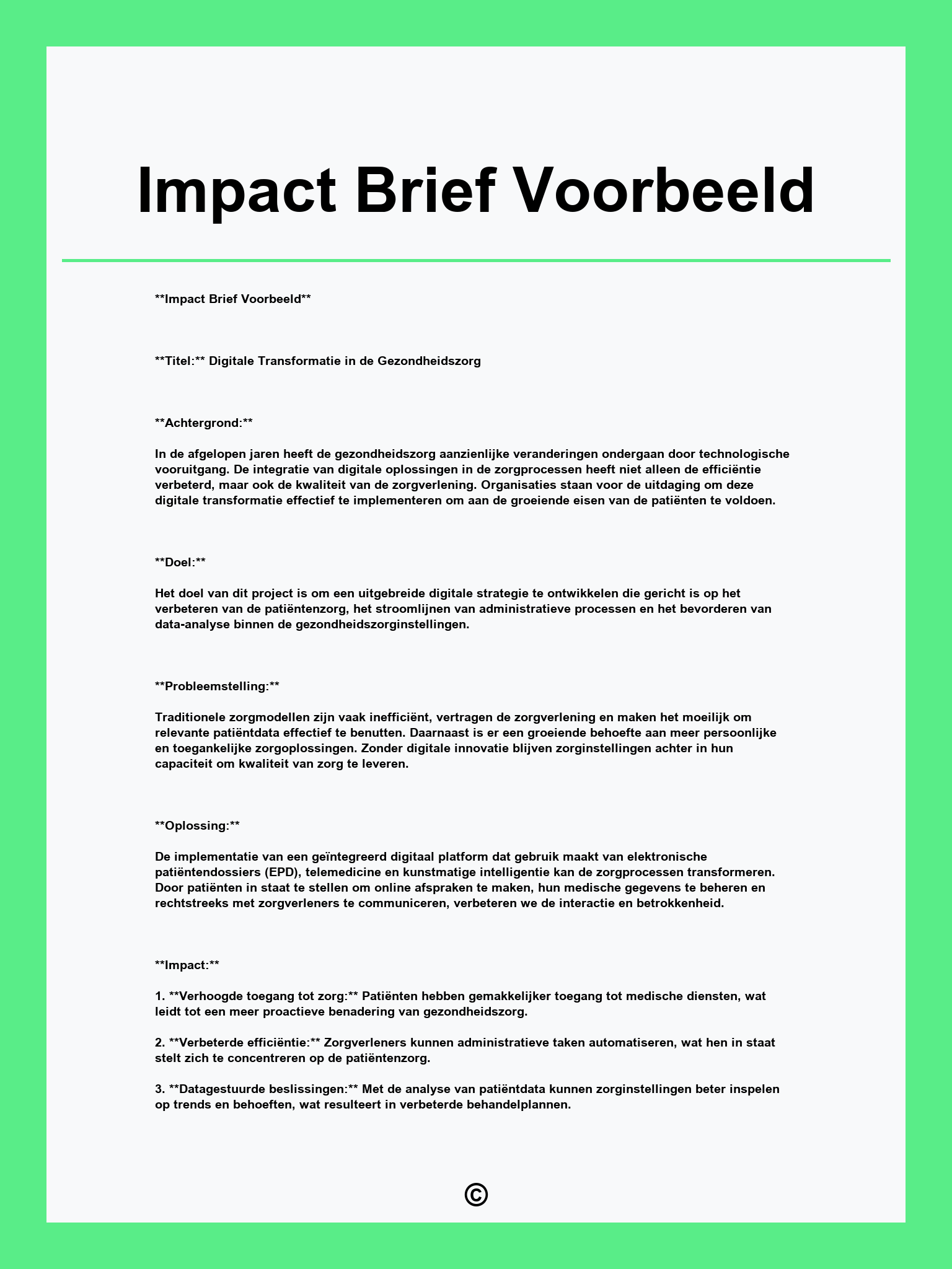 Impact Brief Voorbeeld