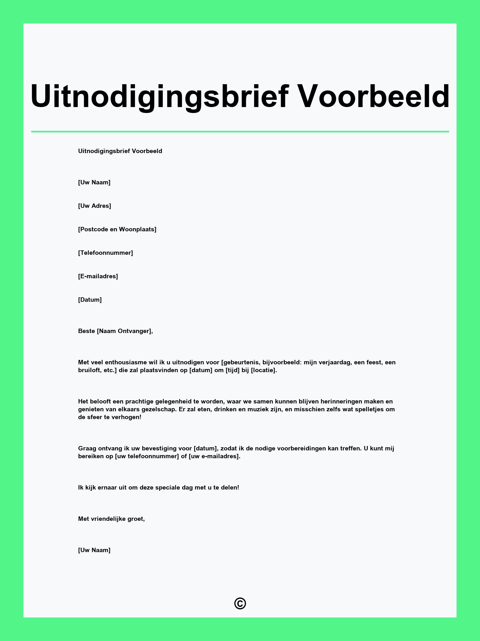 Uitnodigingsbrief Voorbeeld