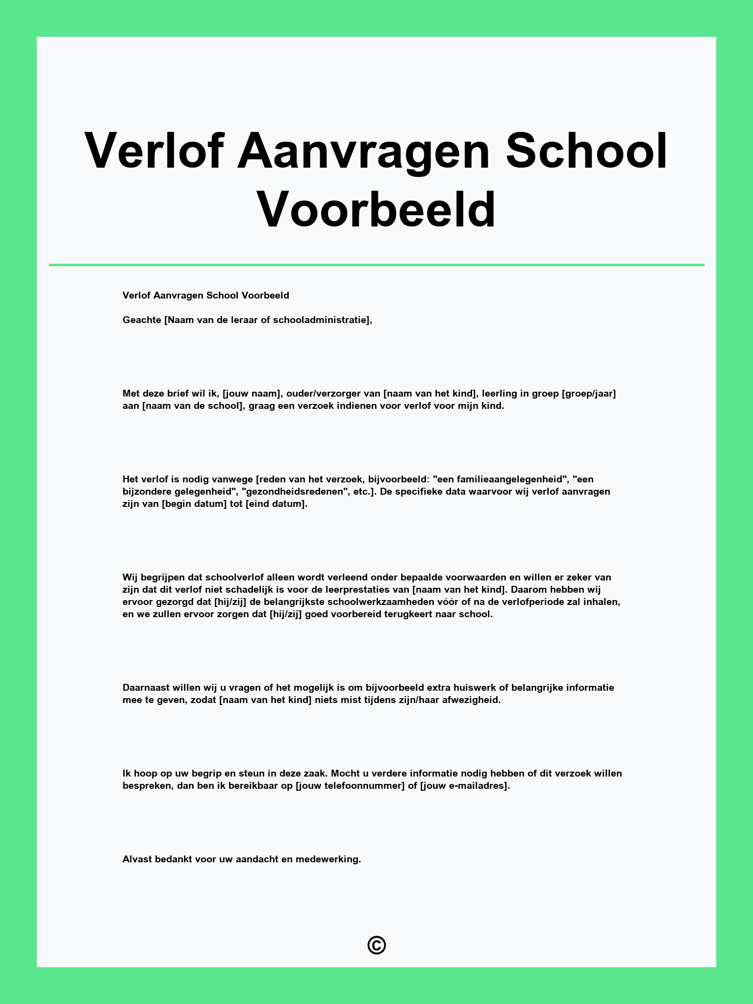 Verlof Aanvragen School Voorbeeld