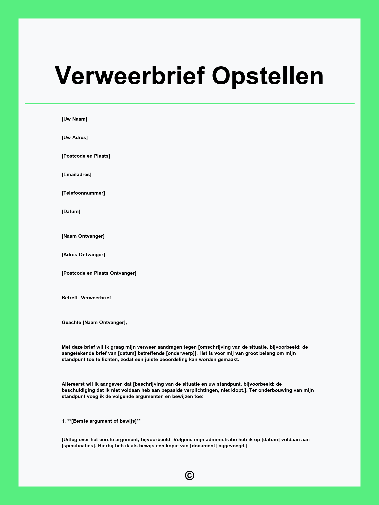 Verweerbrief Opstellen - Voorbeeld
