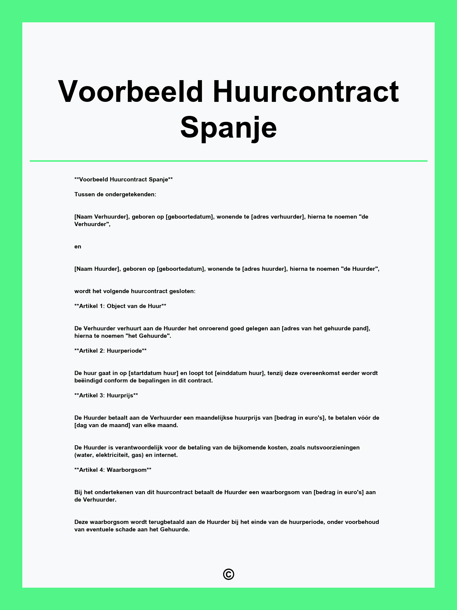 Voorbeeld Huurcontract Spanje