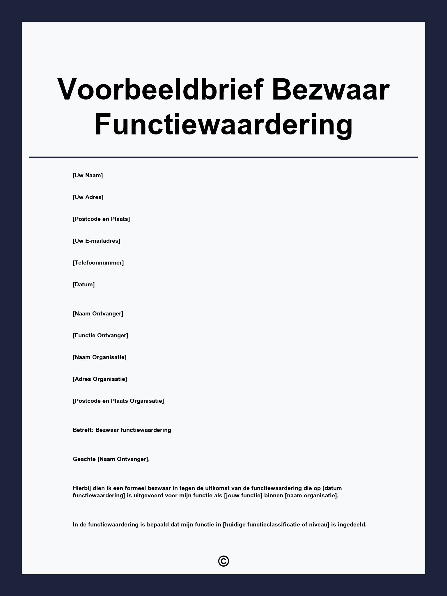 Voorbeeldbrief Bezwaar Functiewaardering